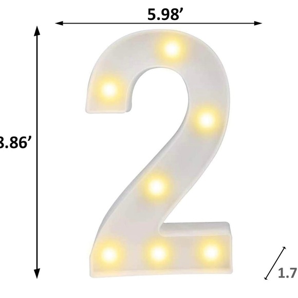 Accents | Nwt Led Light Up Plastic Marquee Number 2 | Poshmark